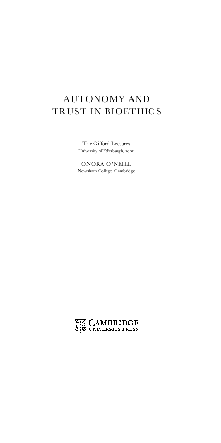 (PDF) AUTONOMY AND TRUST IN BIOETHICS