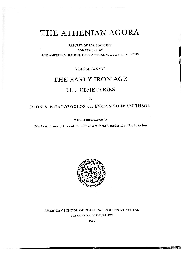 (PDF) Animal Remains in Early Iron Age Graves at the Athenian Agora (2017)