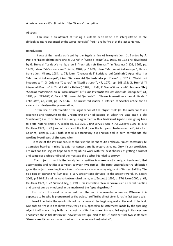 (DOC) A note on the difficult points of the Duenos inscription