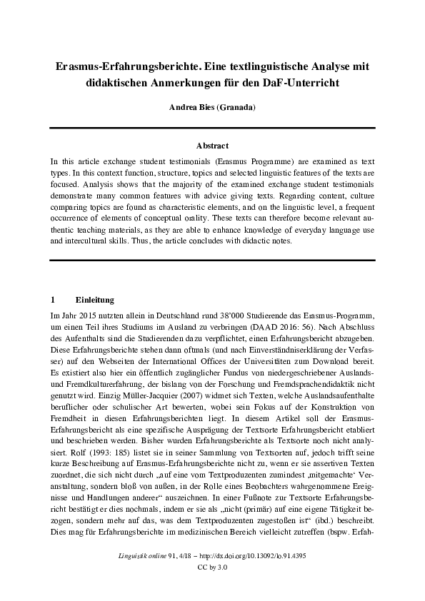 Erfahrungsbericht Auslandsaufenthalt