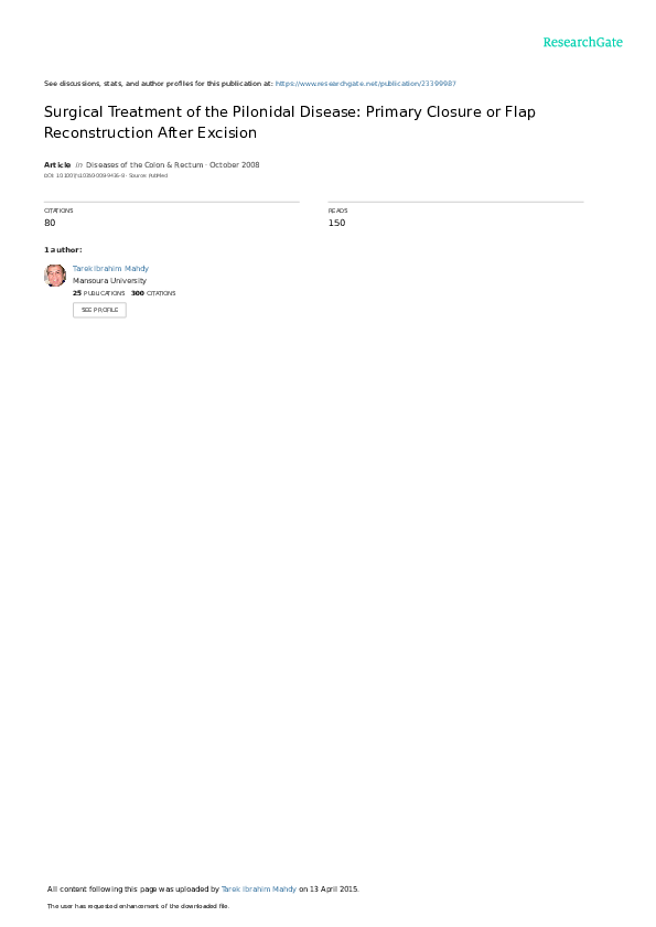 (PDF) Surgical Treatment of the Pilonidal Disease: Primary Closure or ...