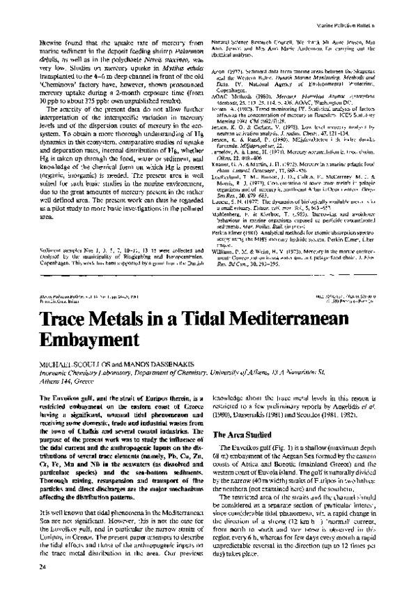 (PDF) Trace metals in a tidal Mediterranean embayment