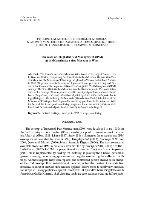 (PDF) Ten years of Integrated Pest Management (IPM) at the ...