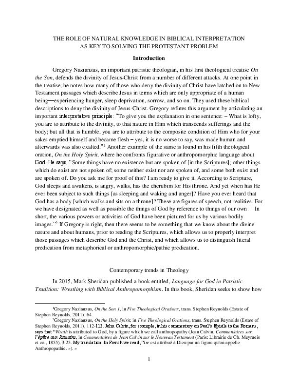 (PDF) THE ROLE OF NATURAL KNOWLEDGE IN BIBLICAL INTERPRETATION AS KEY ...