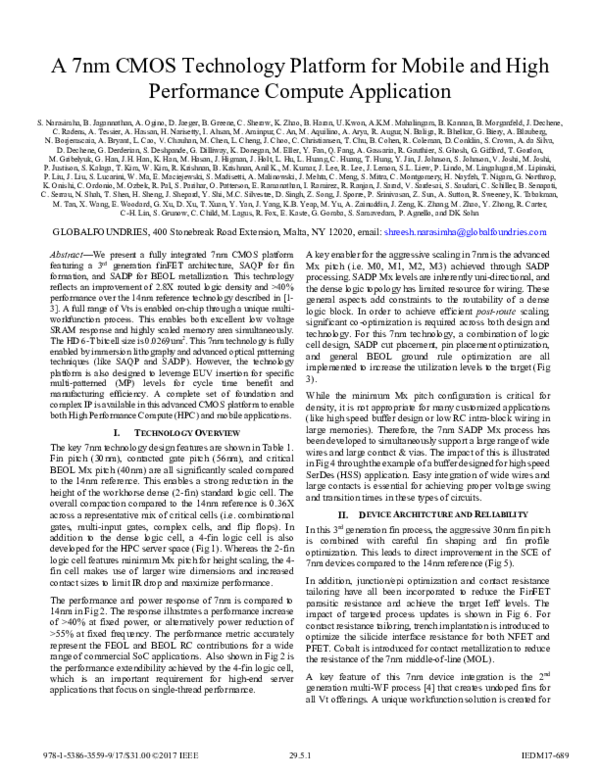 (PDF) A 7nm CMOS Technology Platform for Mobile and High Performance ...