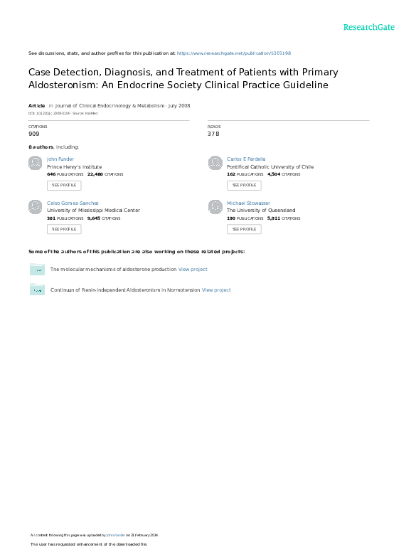 (PDF) Case detection, diagnosis, and treatment of patients with primary aldosteronism: an ...