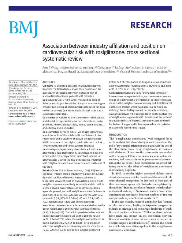 (PDF) Association between industry affiliation and position on ...