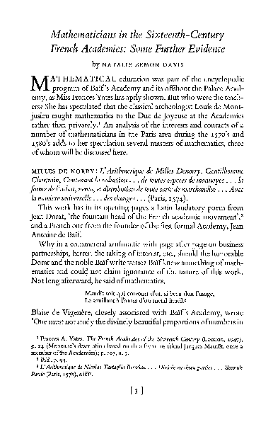 (PDF) Natalie Zemon Davis, “Mathematicians in the Sixteenth-Century ...
