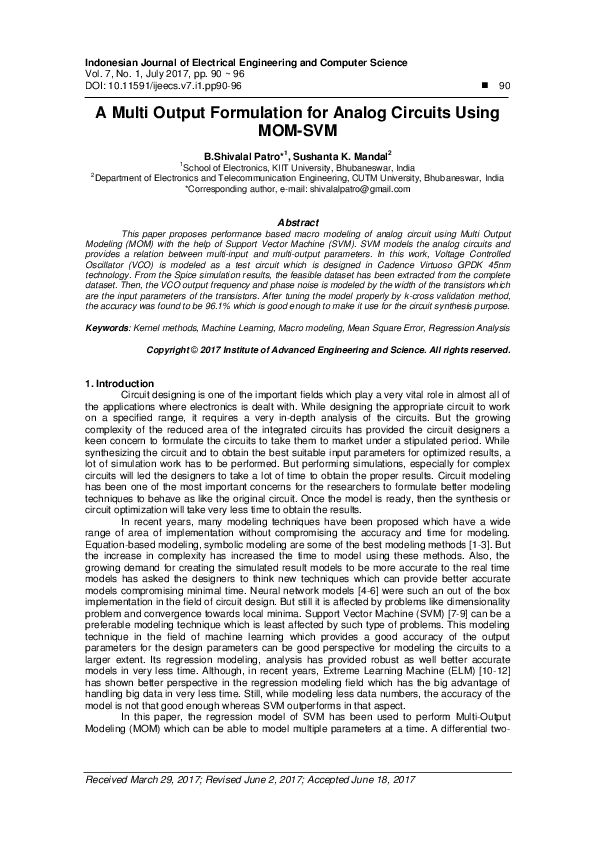 (PDF) A Multi Output Formulation for Analog Circuits Using MOM-SVM | Sushanta K Mandal ...