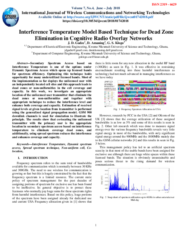 Pdf Interference Temperature Model Based Technique For Dead Zone
