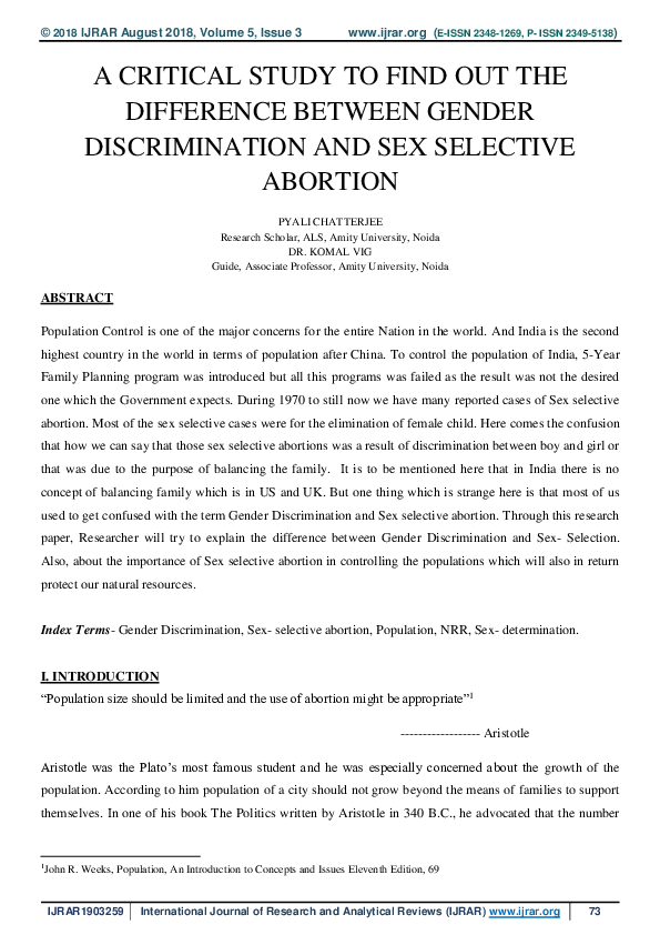 (PDF) A CRITICAL STUDY TO FIND OUT THE DIFFERENCE BETWEEN GENDER ...