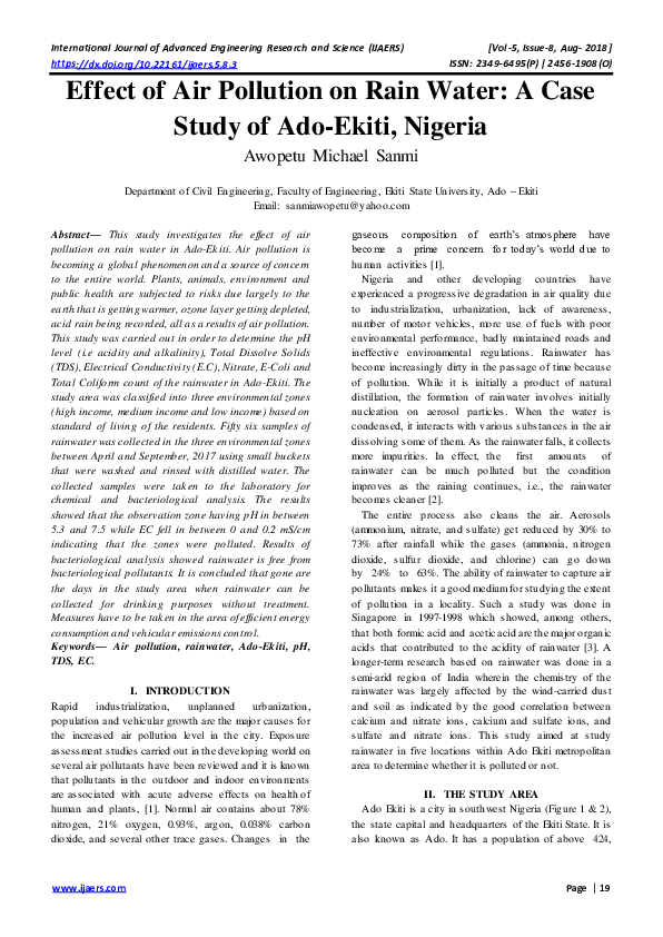 (PDF) Effect of Air Pollution on Rain Water: A Case Study of Ado-Ekiti ...