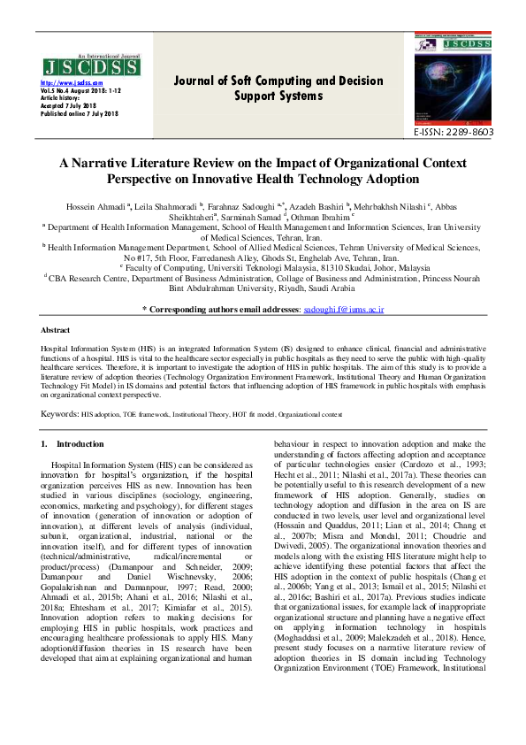 Pdf Journal Of Soft Computing And Decision Support Systems A Narrative Literature Review On