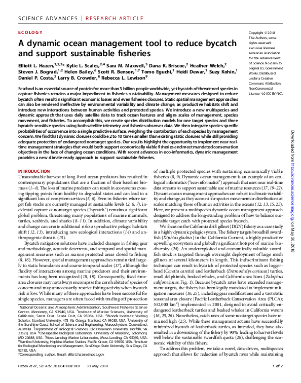 (PDF) A dynamic ocean management tool to reduce bycatch and support ...