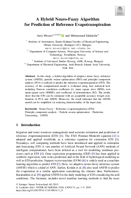Pdf A Hybrid Neuro Fuzzy Algorithm For Prediction Of Reference