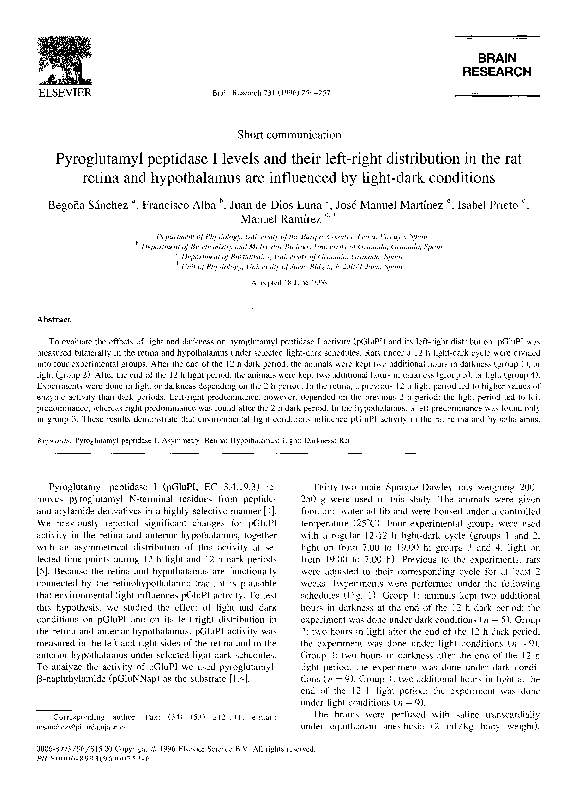 (PDF) Pyroglutamyl peptidase I levels and their left-right distribution ...