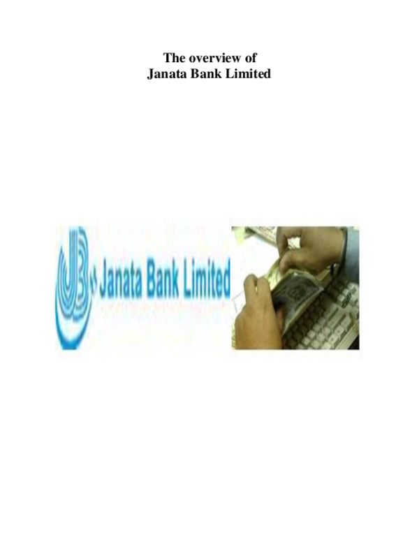 (DOC) The overview of Janata Bank Limited Report on Submitted to ...