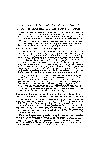 (PDF) Natalie Zemon Davis, “The Rites of Violence: Religious Riot in ...