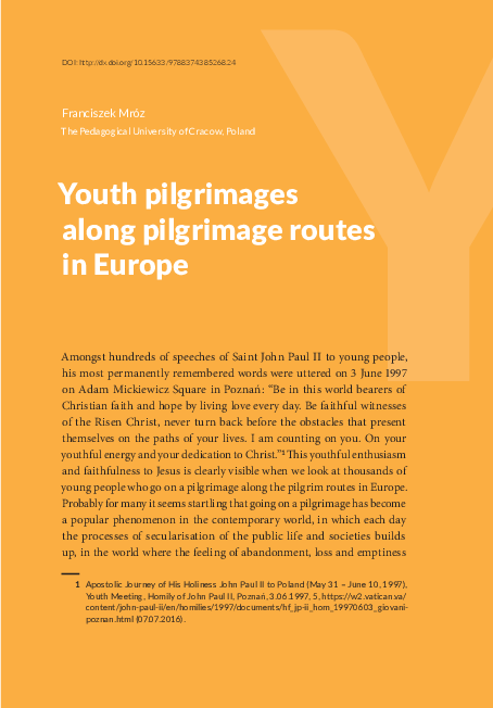 (PDF) Youth pilgrimages along pilgrimage routes in Europe