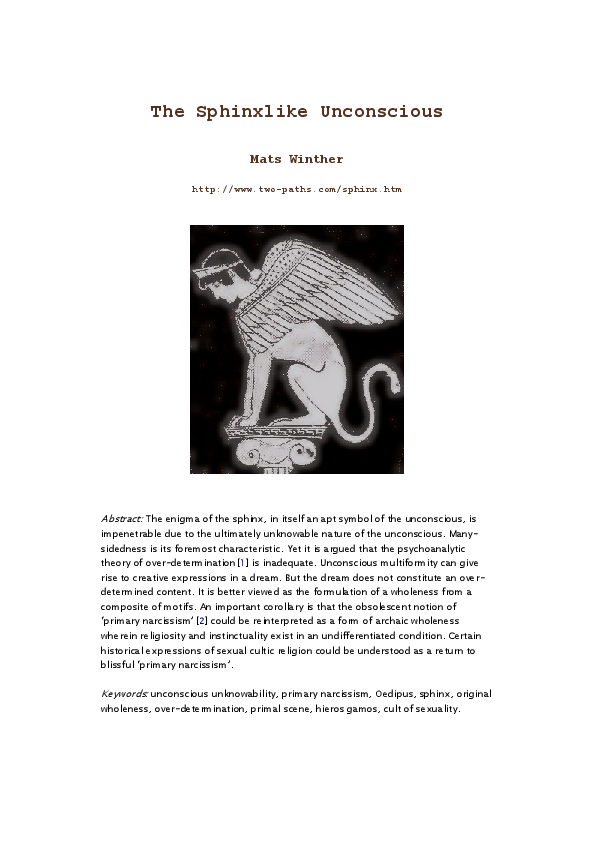 (PDF) The Sphinxlike Unconscious