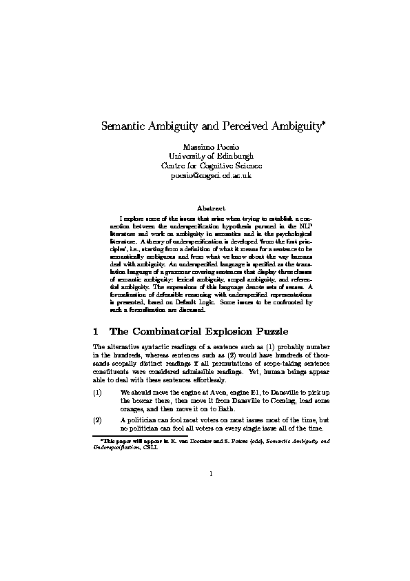 (PDF) Semantic ambiguity and perceived ambiguity