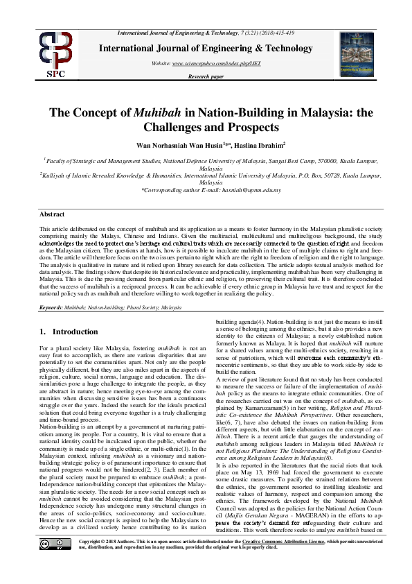 (PDF) The Concept of Muhibah in Nation-Building in Malaysia: the ...