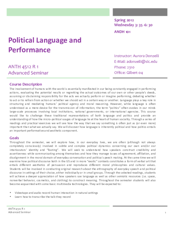 (PDF) Political Language and Performance
