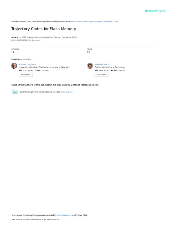 (PDF) Trajectory Codes for Flash Memory