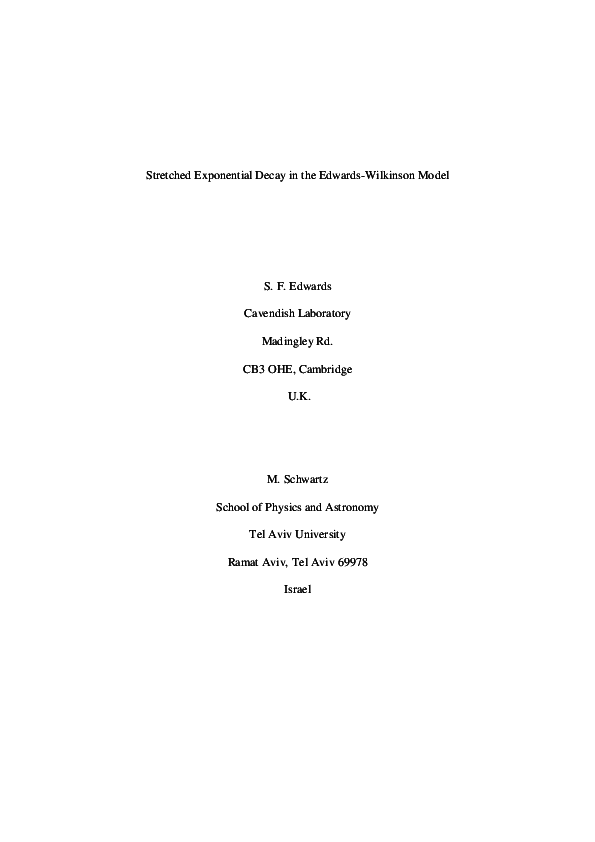 (PDF) Stretched Exponential Decay in the Edwards-Wilkinson Model