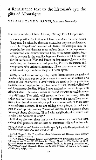 (PDF) Natalie Zemon Davis, “A Renaissance Text to the Historian’s Eye ...