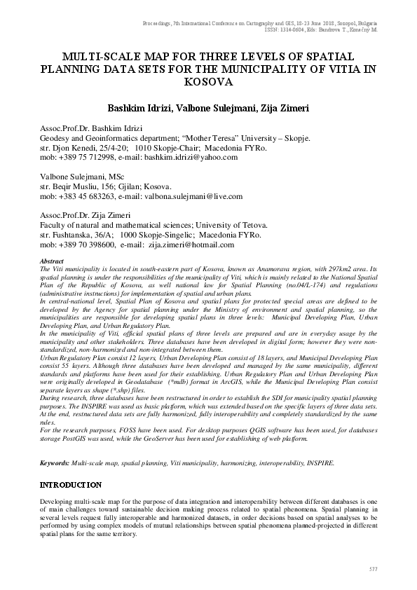 (PDF) MULTI-SCALE MAP FOR THREE LEVELS OF SPATIAL PLANNING DATA SETS FOR THE MUNICIPALITY OF ...