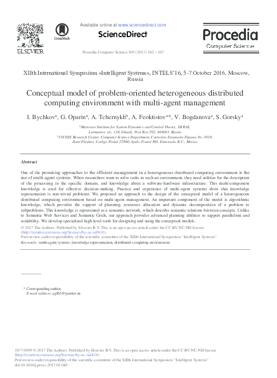 Pdf Conceptual Model Of Problem Oriented Heterogeneous Distributed Computing Environment With