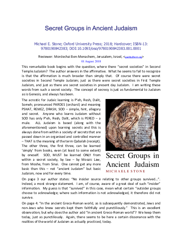 (DOC) Secret Groups in Ancient Judaism