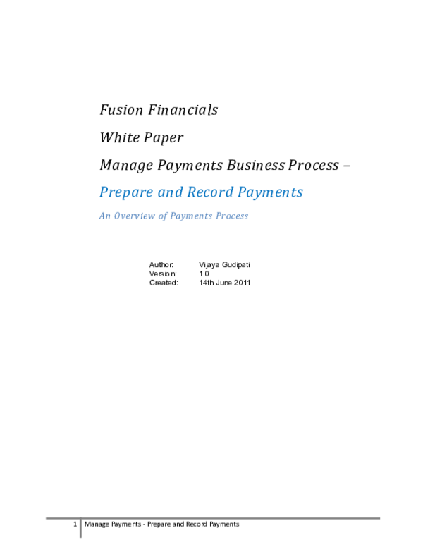 (DOC) An Overview of Payments Process