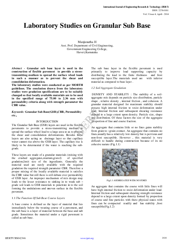 (PDF) Laboratory Studies on Granular Sub Base