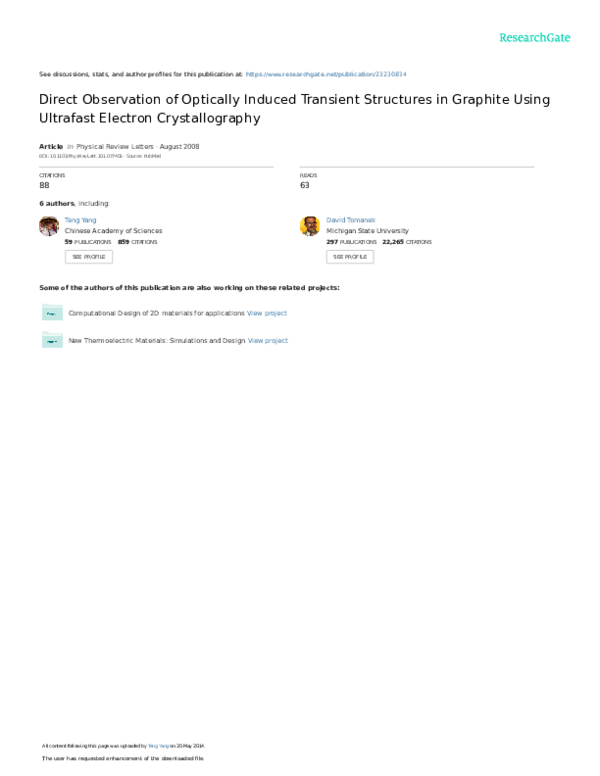 (PDF) Direct observation of optically induced transient structures in graphite using ultrafast ...