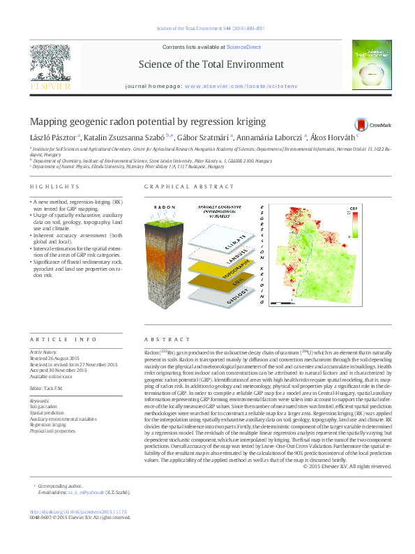 (PDF) Mapping geogenic radon potential by regression kriging