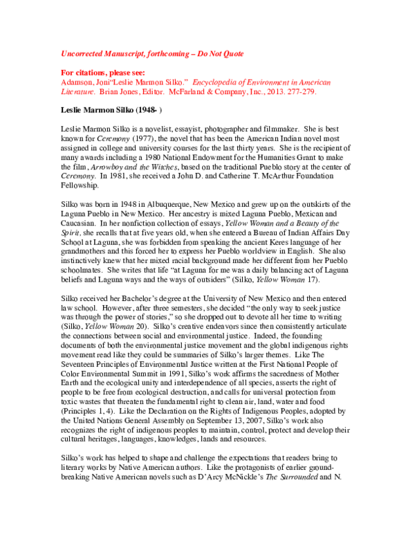 (PDF) "Leslie Marmon Silko"