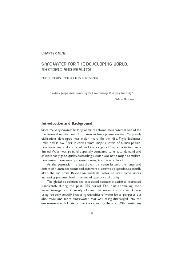 (PDF) Safe Water for the Developing World: Rhetoric and Reality