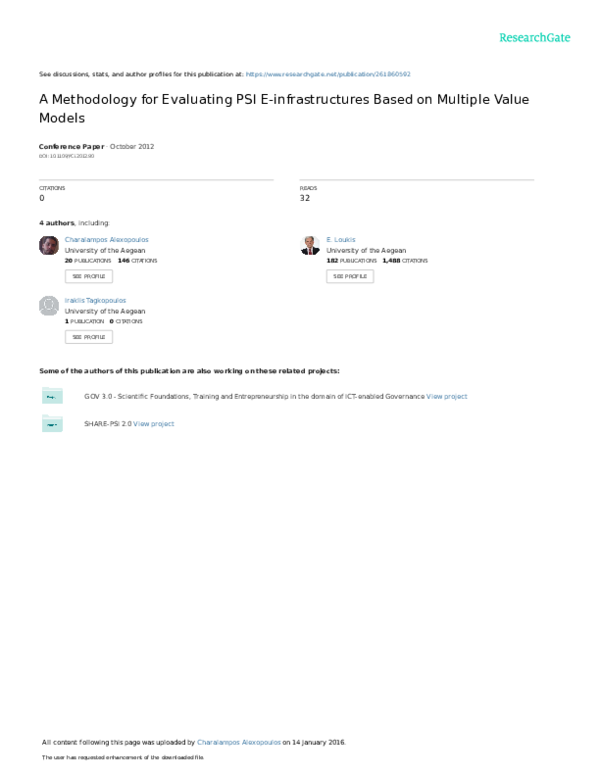 (PDF) A Methodology for Evaluating PSI E-infrastructures Based on ...