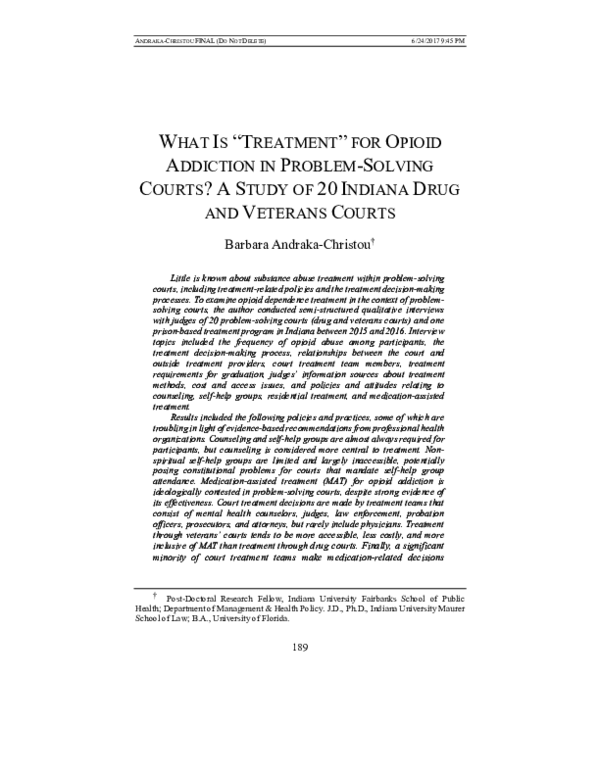 (PDF) WHAT IS " TREATMENT " FOR OPIOID ADDICTION IN PROBLEM-SOLVING ...