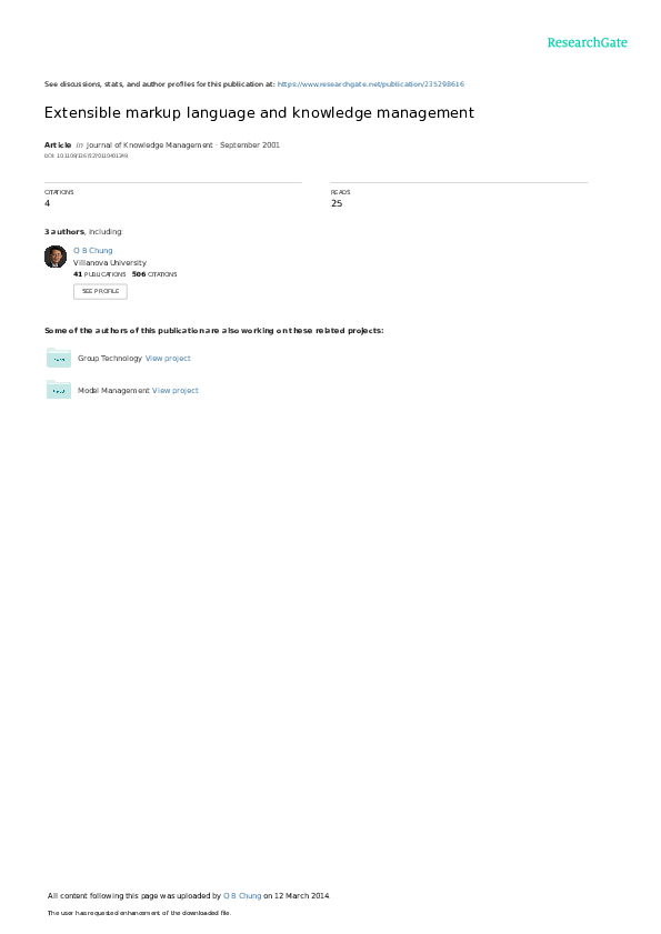Pdf Extensible Markup Language And Knowledge Management