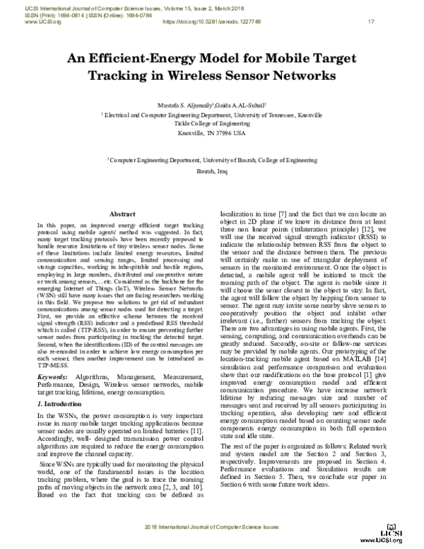 Pdf An Efficient energy Model For Mobile Target Tracking In Wireless