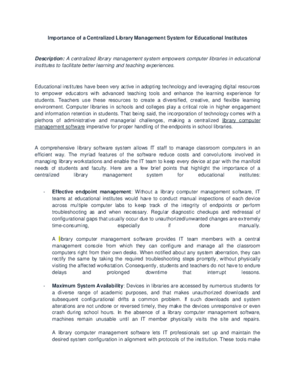(DOC) Importance of a Centralized Library Management System for ...