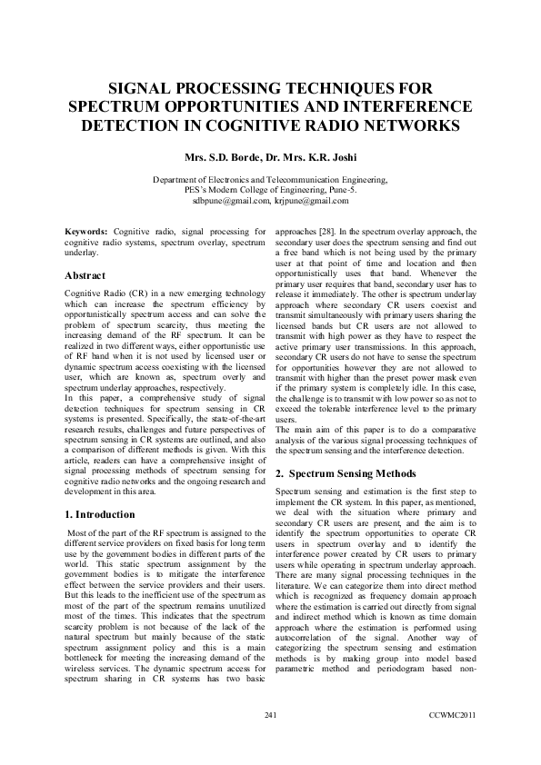 (PDF) Signal Processing Techniques