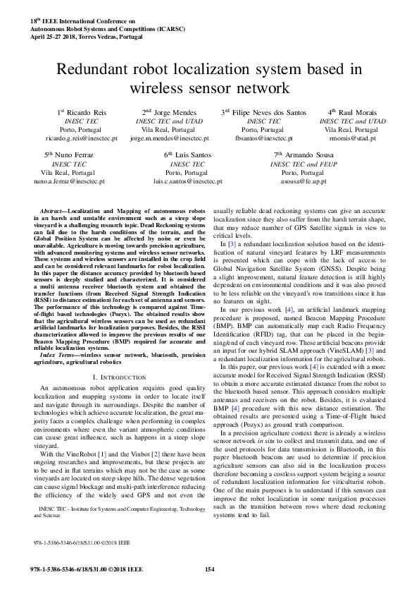 Pdf Redundant Robot Localization System Based In Wireless Sensor Network