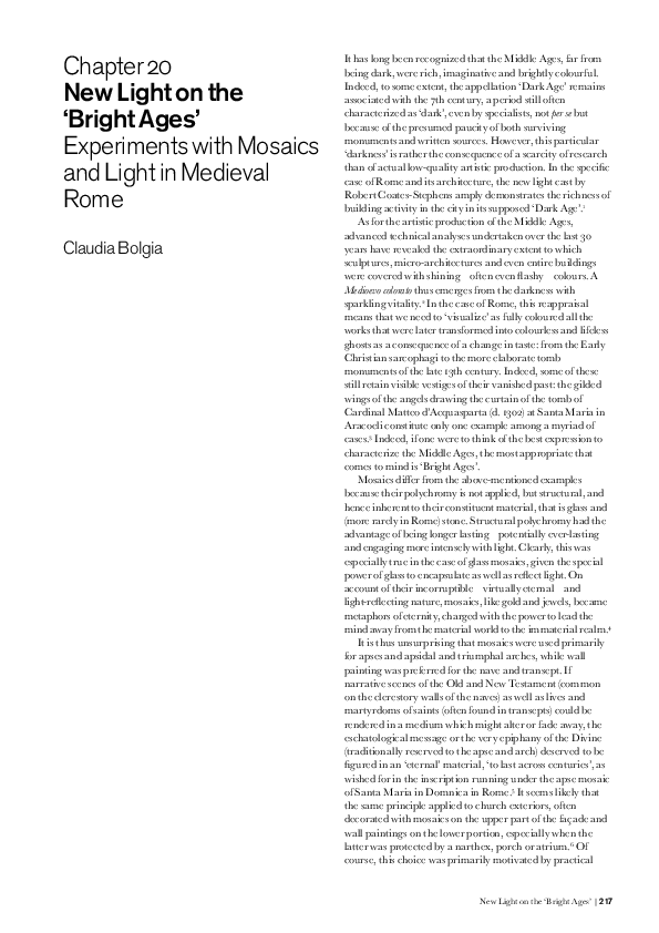 (PDF) Bolgia C., 'New Light on the “Bright Ages”: Experiments with ...