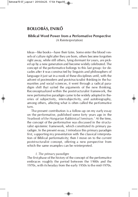 (PDF) “Biblical Word Power from a Performative Perspective: A ...