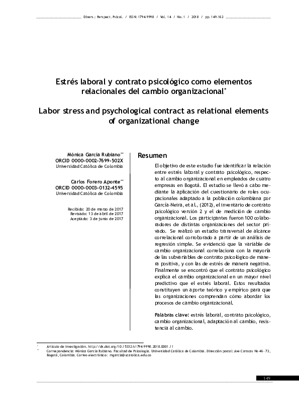 (PDF) Labor stress and psychological contract as relational elements of ...