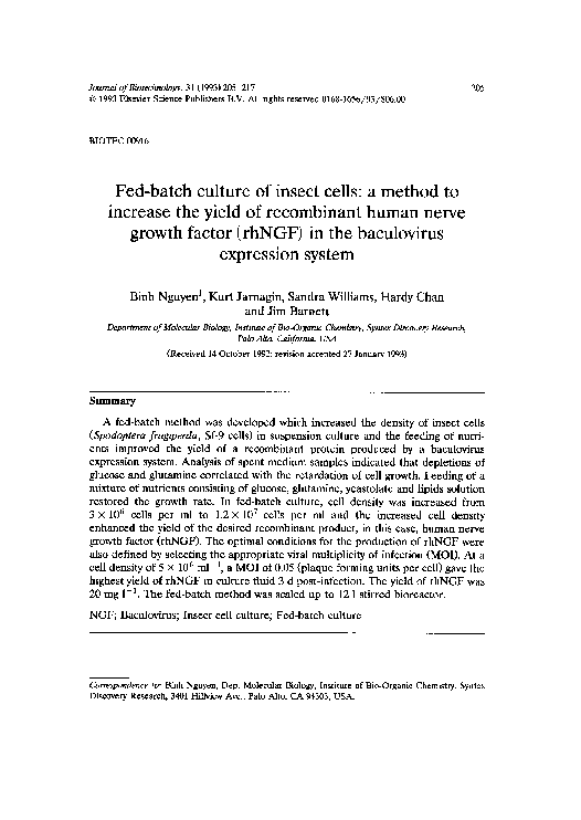 (PDF) Fed-batch culture of insect cells: a method to increase the yield of recombinant human ...